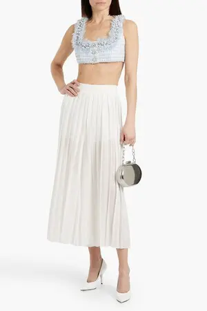 Balmain Pleated Jacquard-knit Culottes