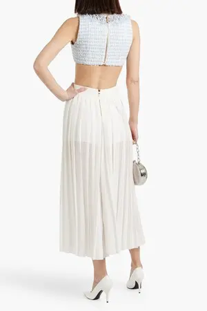 Balmain Pleated Jacquard-knit Culottes