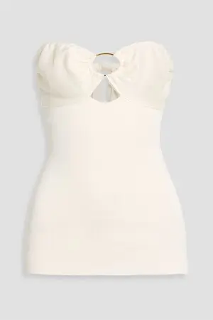 TOM FORD Strapless Cutout Embellished Knit Top - Ecru
