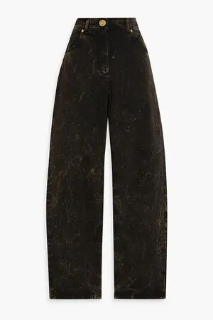 Balmain Acid-wash Cotton-blend Straight-leg Pants