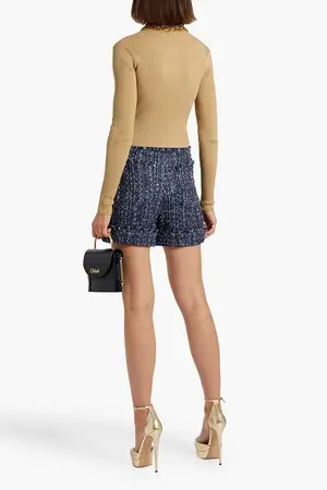Balmain Frayed Metallic Bouclé-tweed Shorts