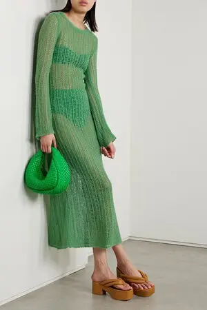 Stella McCartney Open-knit Alpaca-blend Midi Dress