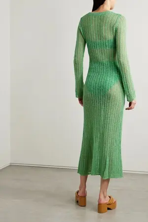 Stella McCartney Open-knit Alpaca-blend Midi Dress