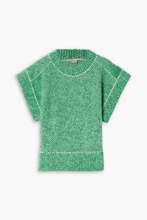 Stella McCartney Two-tone Bouclé-tweed Cotton-blend Sweater