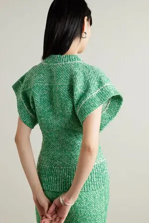 Stella McCartney Two-tone Bouclé-tweed Cotton-blend Sweater