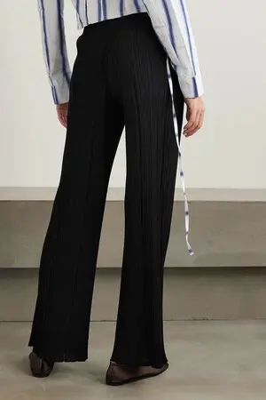 Stella McCartney Plissé Knit Straight-leg Pants - Black