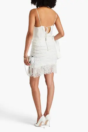 Balmain Fringed Metallic Bouclé-knit Mini Skirt - Ivory