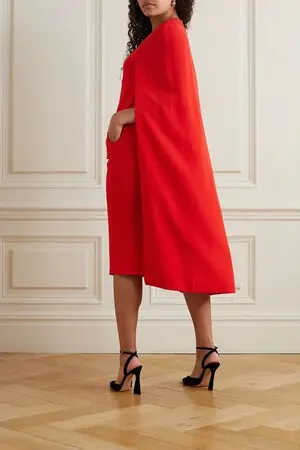 Stella McCartney Cape-effect Crepe Midi Dress - Red