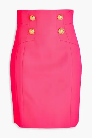 Balmain Button-embellished Wool Pencil Skirt