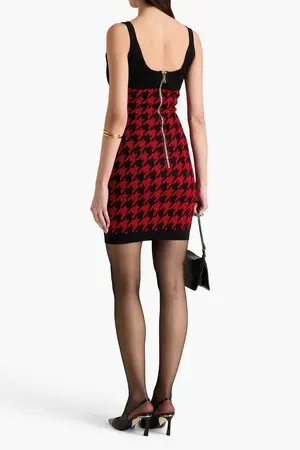 Balmain Houndstooth Jacquard-knit Mini Dress