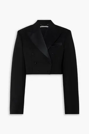 Stella McCartney Double-breasted Cropped Wool Blazer With Satin Trims