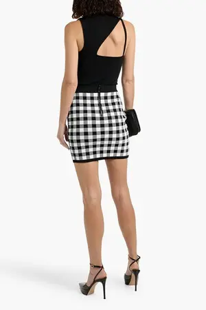 Balmain Checked Jacquard Knit Mini Skirt - Black