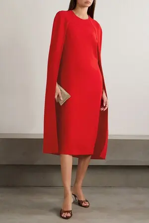 Stella McCartney Cape-effect Crepe Midi Dress - Red