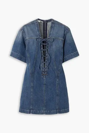 Denim Zip Up Mini Dresses