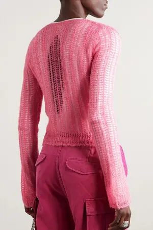 Stella McCartney Open-knit Alpaca-blend Cardigan - Bubblegum