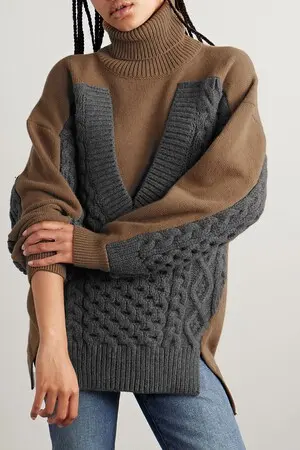 Stella McCartney Paneled Wool Turtleneck Sweater