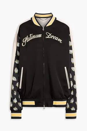 Stella McCartney Sorayama Embellished Satin Bomber Jacket - Black