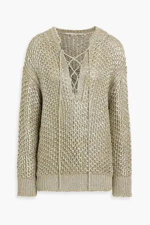 Stella McCartney Metallic Cotton-blend Lace-up Sweater