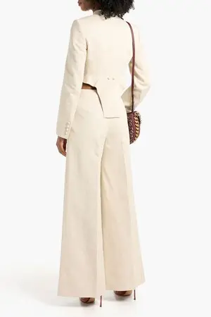Stella McCartney Cotton And Linen-blend Twill Wide-leg Pants - Ecru
