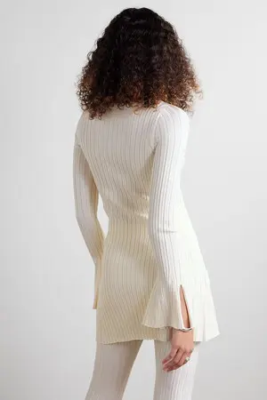 Stella McCartney Ribbed-knit Mini Dress With Button Detailing