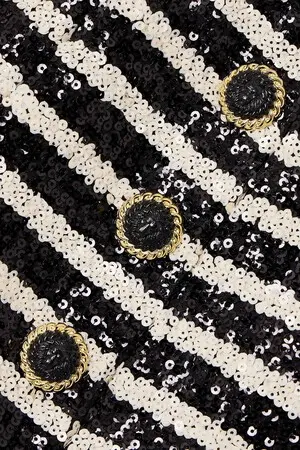 Balmain Embellished Striped Cady Shorts