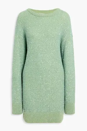 Stella McCartney Sequin-embellished Wool-blend Mini Dress