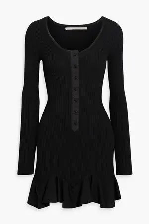 Stella McCartney Fluted Ribbed Wool Mini Dress