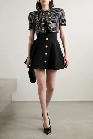 Balmain Button-embellished Pleated Mini Skirt