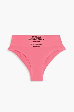 Stella McCartney Embroidered Ribbed Cottonblend Jersey Midrise Briefs - Pink