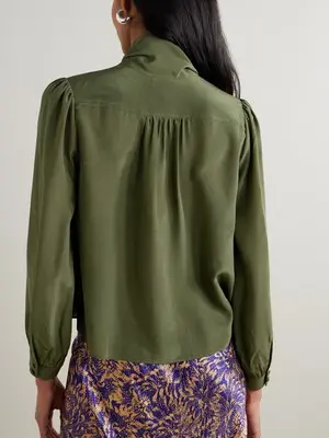 Rixo Melaina Pussy-bow Silk Crepe De Chine Blouse