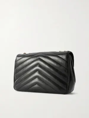 Saint Laurent Loulou Large Matelassé Leather Shoulder Bag - Black
