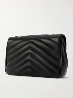 Saint Laurent Loulou Large Matelassé Leather Shoulder Bag - Black