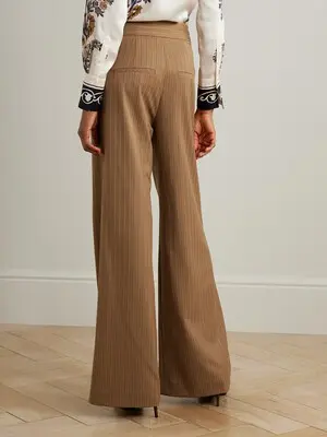 Veronica Beard Rimini Pinstriped Wide-leg Pants - Brown