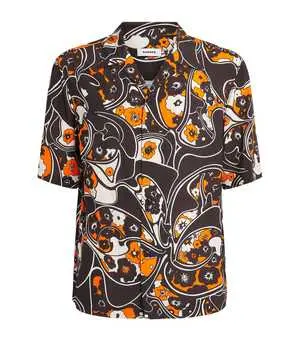 Sandro Short-sleeve Floral Shirt - Brown