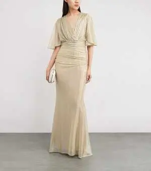 Talbot Runhof Metallic Tulle Gown