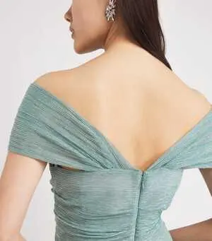 Talbot Runhof Metallic Tulle Off-the-shoulder Gown
