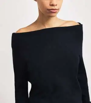 ALLUDE Cashmere-silk Off-the-shoulder Sweater