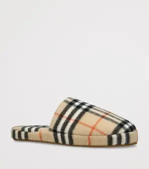 Burberry Wool-blend Check Slippers - Beige