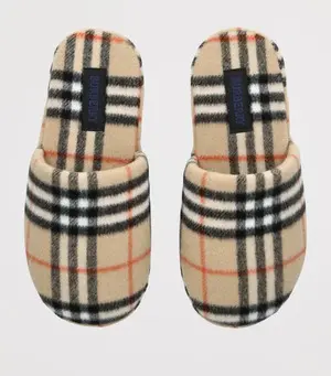 Burberry Wool-blend Check Slippers - Beige