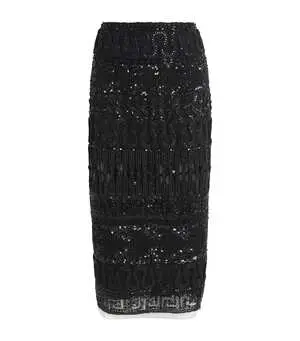 Carolina Herrera Embellished Tulle Midi Skirt