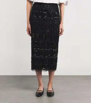 Carolina Herrera Embellished Tulle Midi Skirt