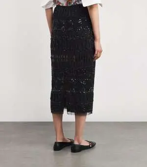 Carolina Herrera Embellished Tulle Midi Skirt