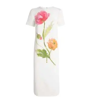 Carolina Herrera Poppy Print Midi Dress - White