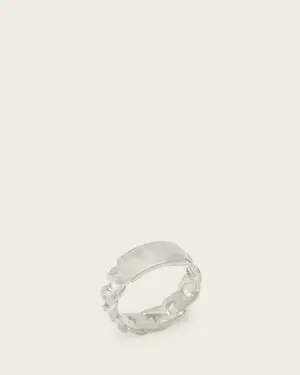 ALLSAINTS Perrie Plate Ring With Engraved Logo - Silver