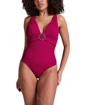 Hunkemoller Crinkle Ring One-piece Bathing Suit - Beaujolais