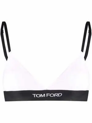 TOM FORD Triangle Bra With Logo Band - White