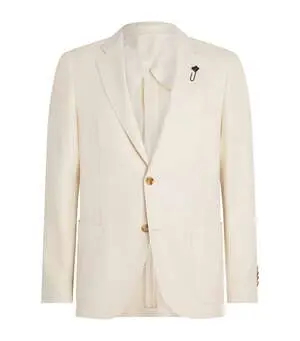 LARDINI Wool-cotton Patch Pocket Blazer