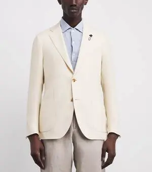 LARDINI Wool-cotton Patch Pocket Blazer