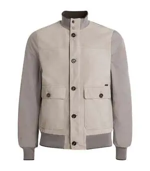 MOORER Suede-front Kant Bomber Jacket