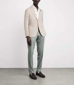LARDINI Linen-wool Patch Pocket Blazer - Ivory